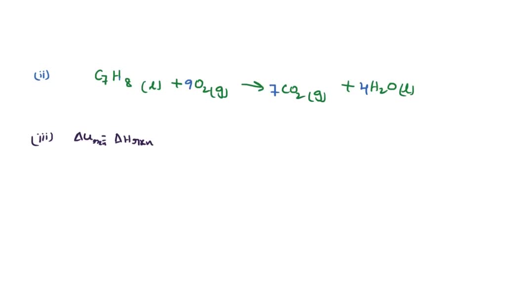 SOLVED: Balance the equation for combustion of toluene C-Hs(€) Oz(g ...