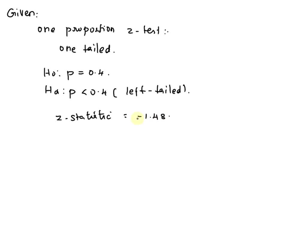 Solved A One Proportion Z Test Is Being Carried Out 1 Tailed With Hypotheses H0 P0 0 4 And