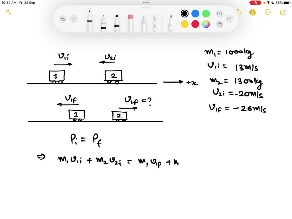 SOLVED: A car (1000 kg), is moving at 13 m/s, it collides elastically ...