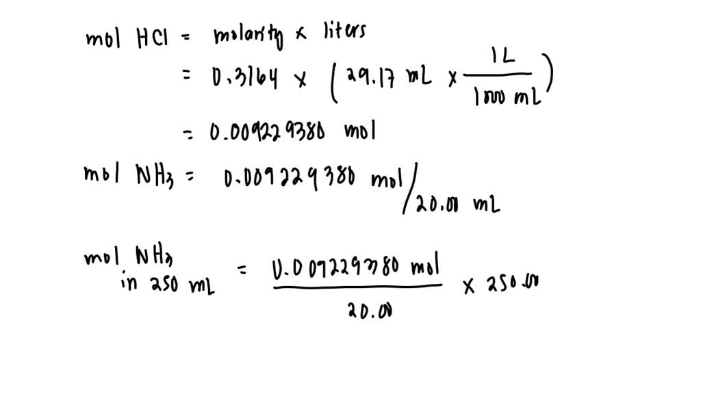 A student was asked to determine the concentration of ammonia, a ...