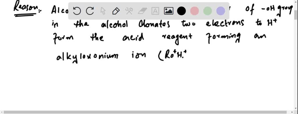 SOLVED: Which reagents will efficiently protonate an alcohol (ROH) and ...