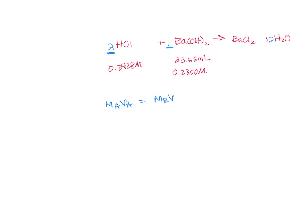 SOLVED: A solution contains 4.397 M Ba(OH)2. How many mL of a 1.100 M HCl solution are needed to ...