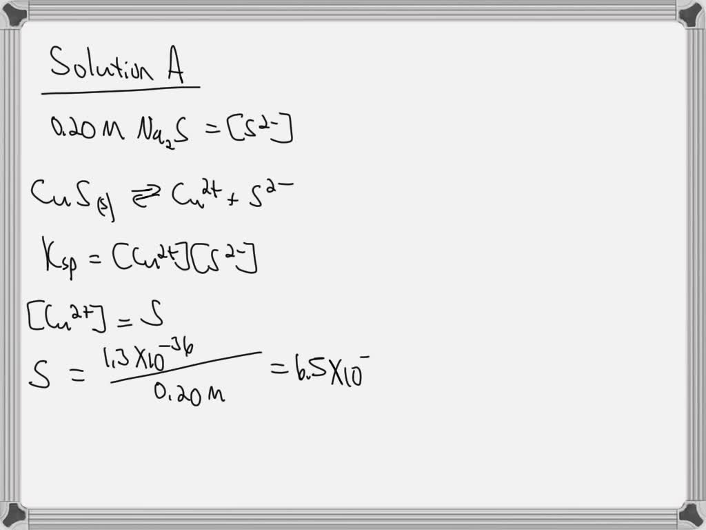 SOLVED: As shown below, Solution A is made by dissolving CuS into a 0. ...