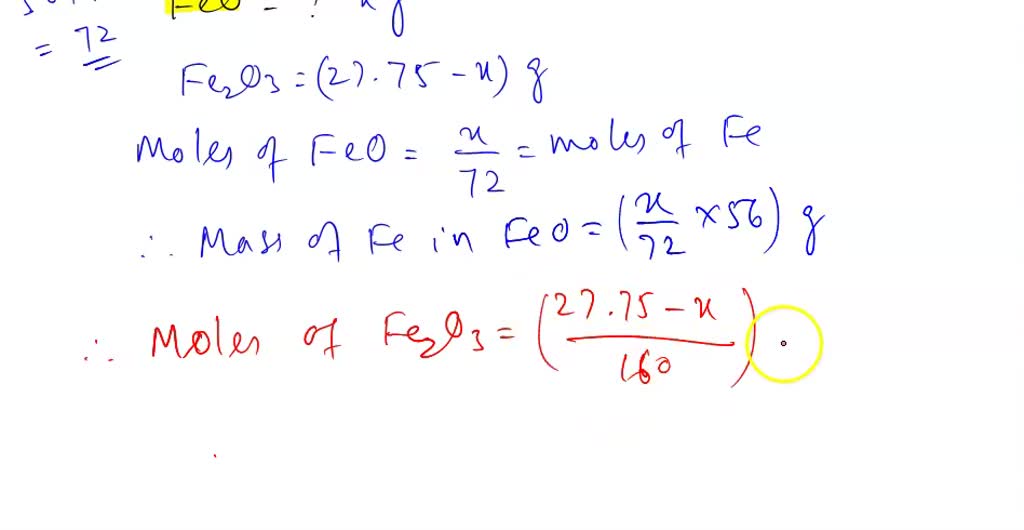SOLVED: Iron reacts with oxygen gas to form a mixture of FeO and Feâ ...