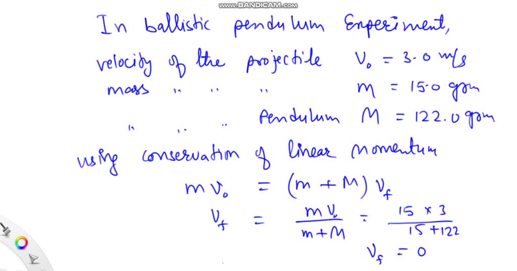 SOLVED: In the ballistic pendulum experiment, the velocity of the ...