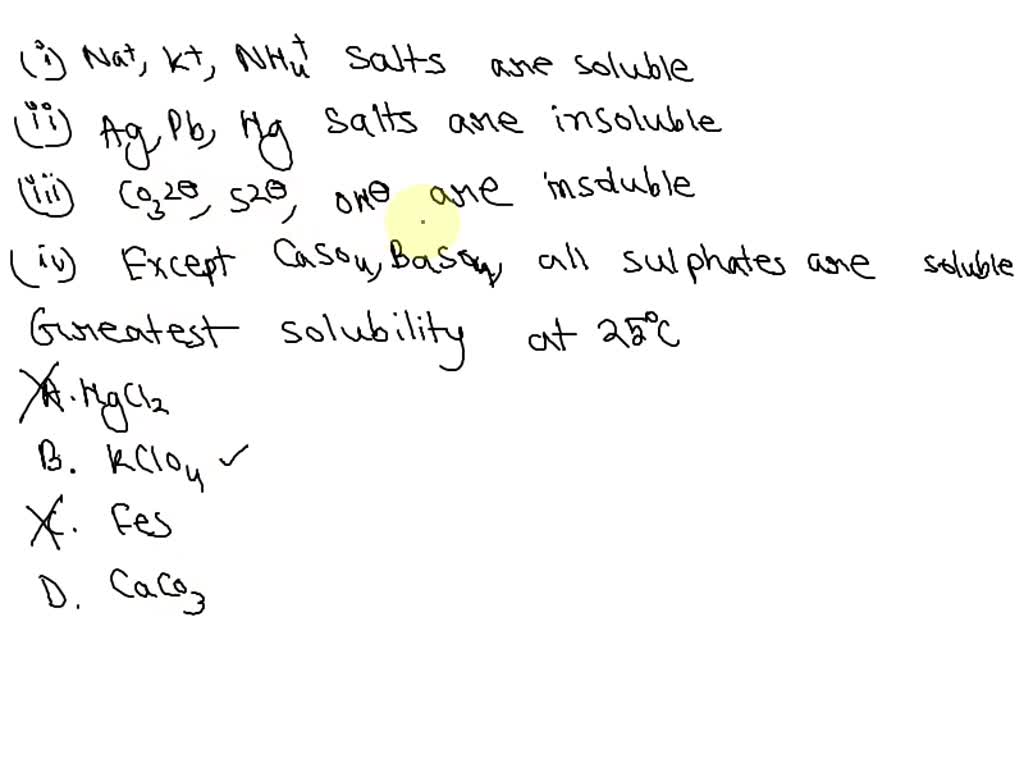 SOLVED: Solubility Rules All sodium; potassium and ammonium salts are ...