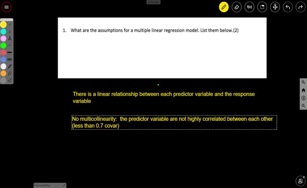 Solved What Are The Assumptions For A Multiple Linear Regression Model