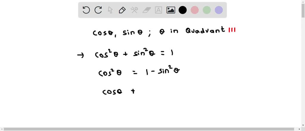 SOLVED: Write the first trigonometric function in terms of the second for θ in the given ...
