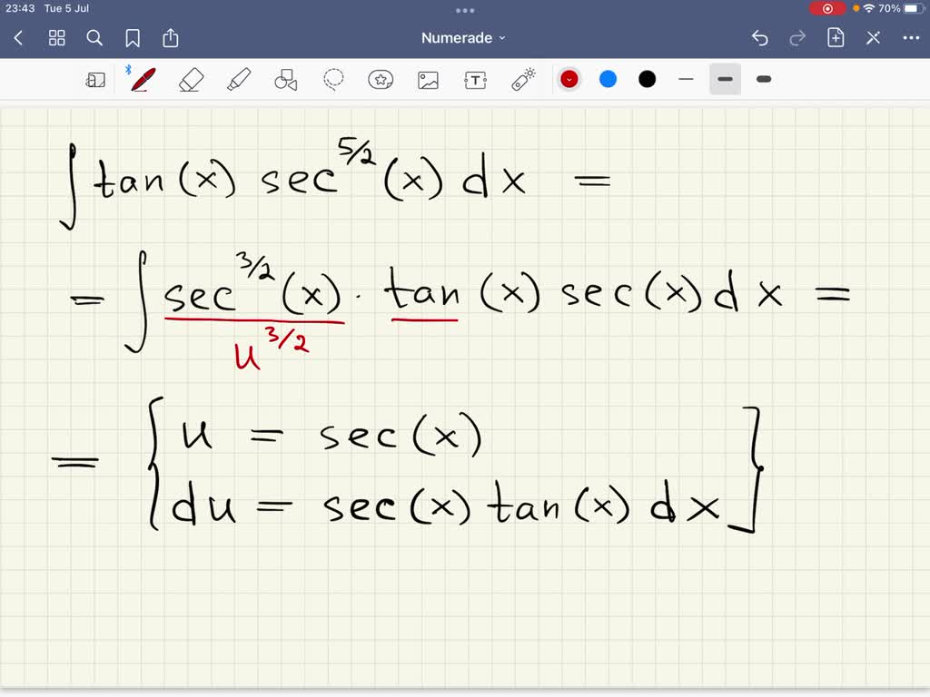 SOLVED: Evaluate the indefinite integral: ʃ tan x sec5/2 x dx When n is ...