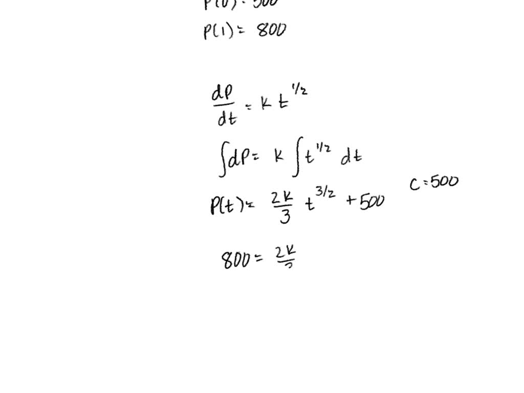 SOLVED: The rate of growth dP/dt of a population of bacteria is proportional to the square root ...