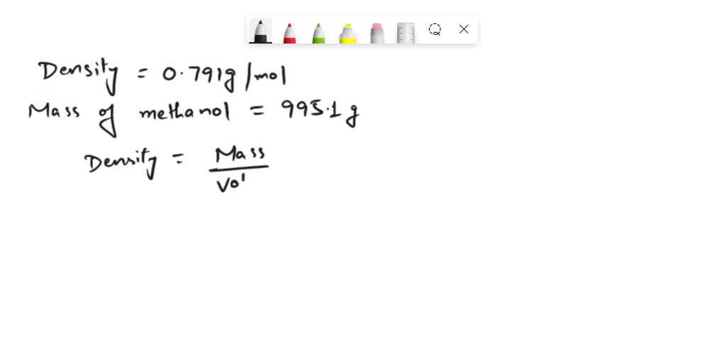 Solved Calculate The Volume Of A Sample Of Methanol Ch3oh That Contains 78 X 1022 Molecules 