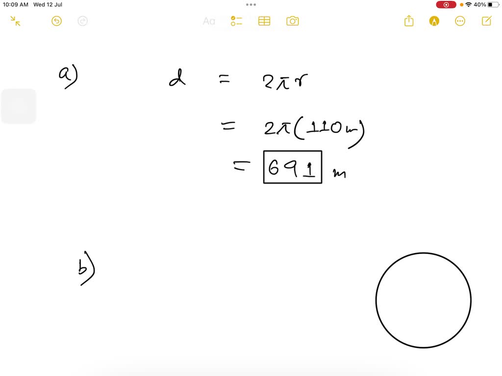 SOLVED: A circular track has a radius of 110 m. (a) Calculate the ...