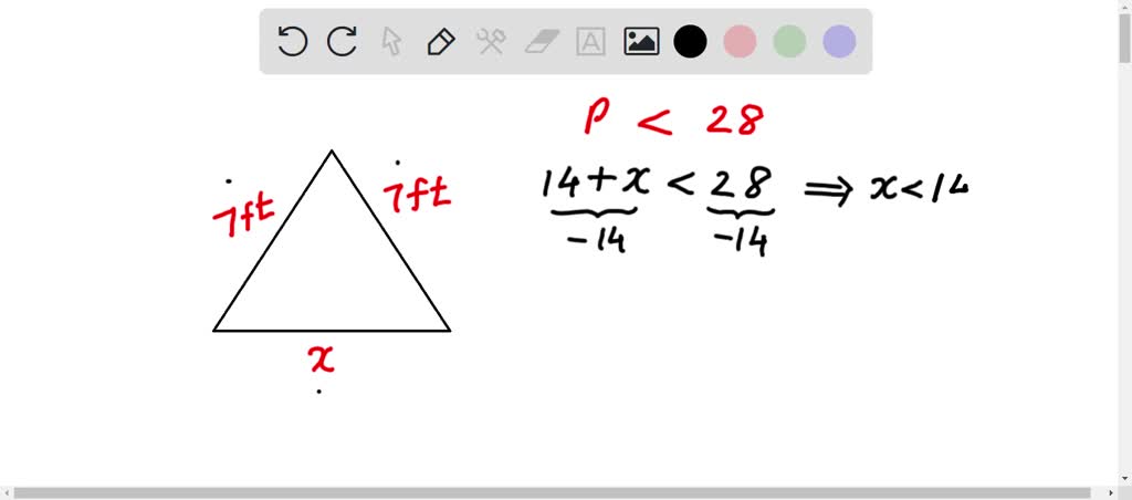 SOLVED: Find the possible values of x. The perimeter is less than 28 feet. The sides of the ...