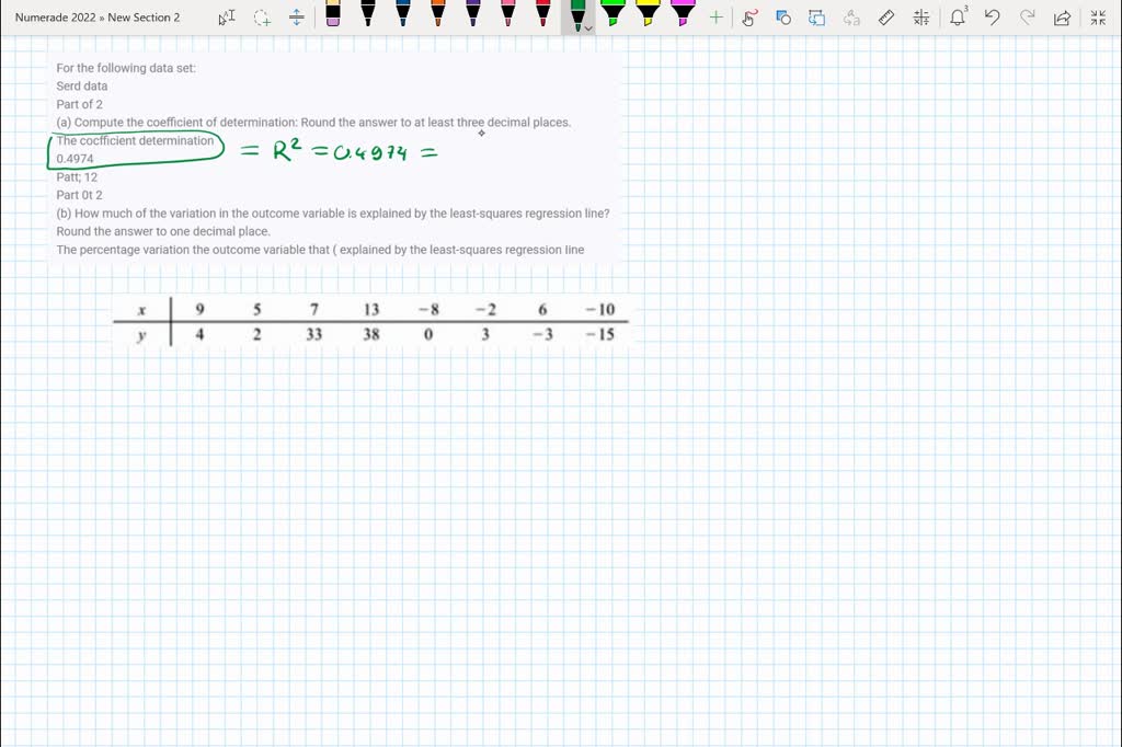 SOLVED: The variation in the sample Y values that is not explained b the estimated linear ...