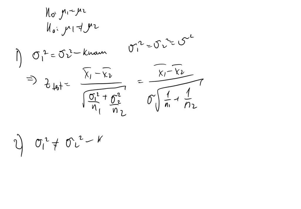 Suppose that for two populations that are approximately normally distributed with means M1 and ...
