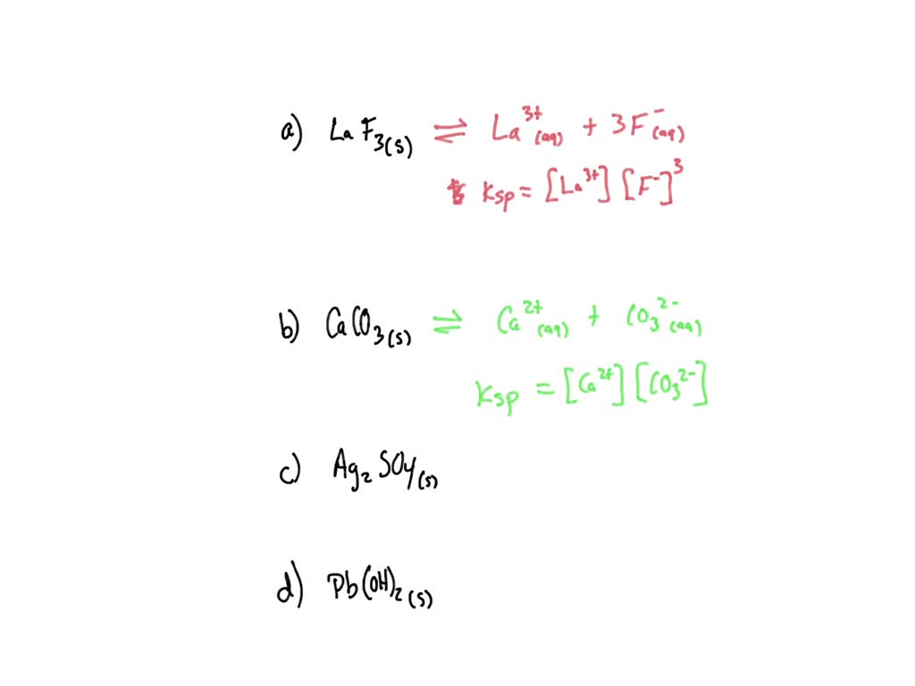 SOLVED: Write the ionic equation for the dissolution and the Ksp expression for each of the ...