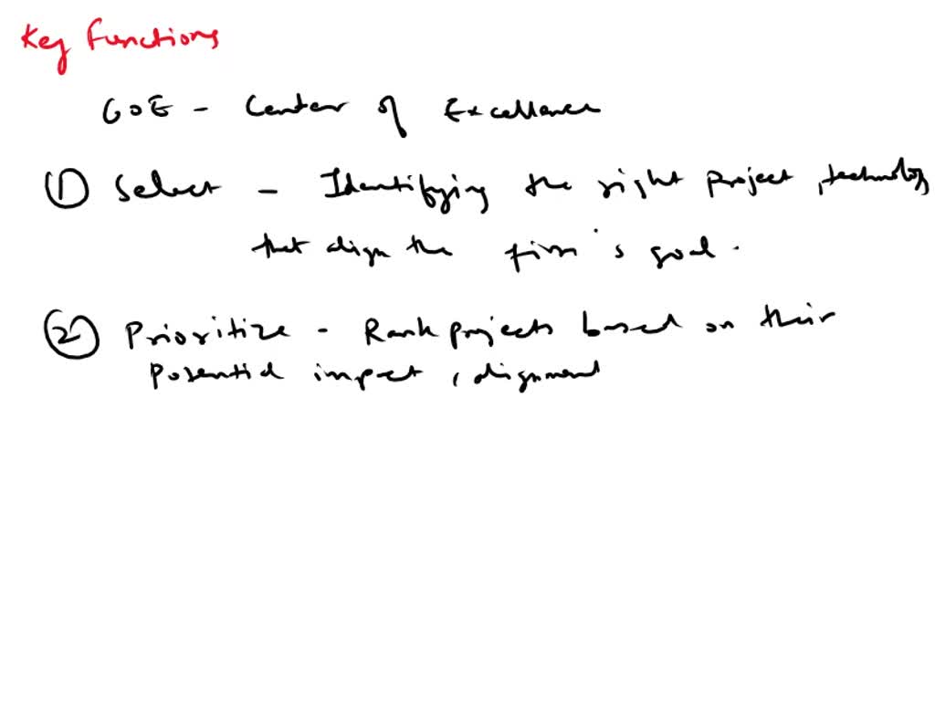 SOLVED: What are the four key functions of the CoE? Initiate, select ...