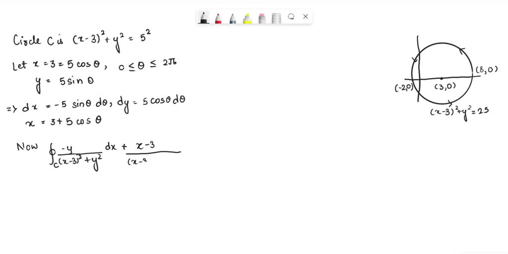 SOLVED: 2 Compute the vector line integral: 1 - 3 dy 3)2 + y2 dx + 3)2 + y2 where C is the ...