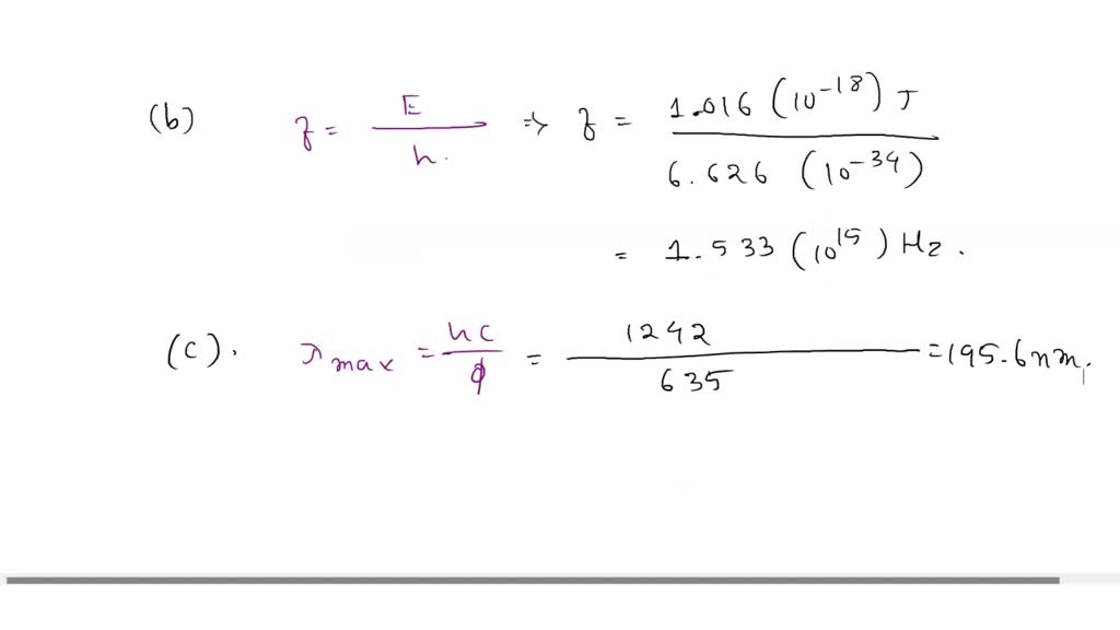 SOLVED: a. The work function for metallic platinum is 6.34 eV, one of ...