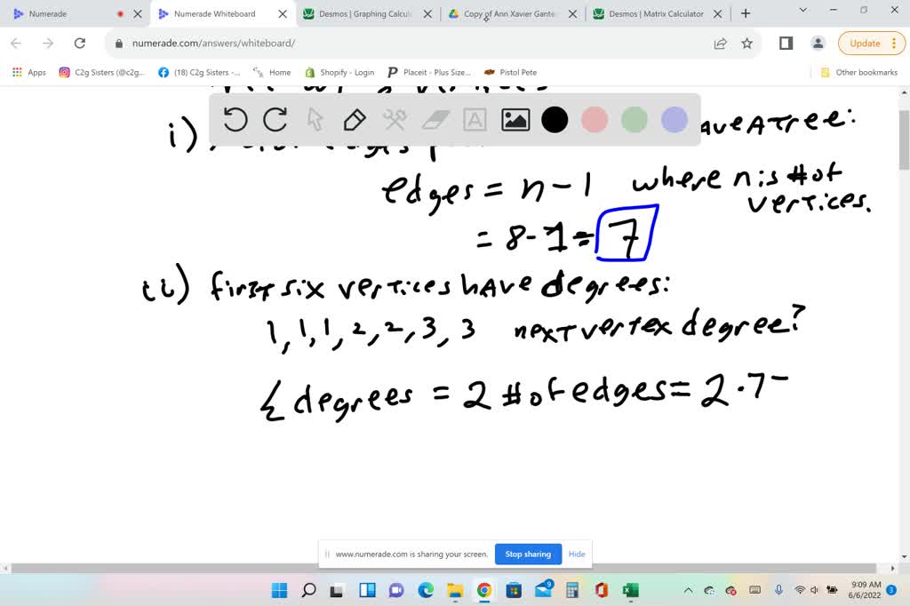 Solved Trees I What Is The Sum Of The Degrees Of The Vertices Of A Tree With N Vertices 2