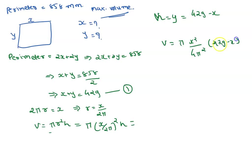 Solved Shaun Needs To Construct A Cylinder From A Single Sheet Of Metal With A Perimeter Of 858