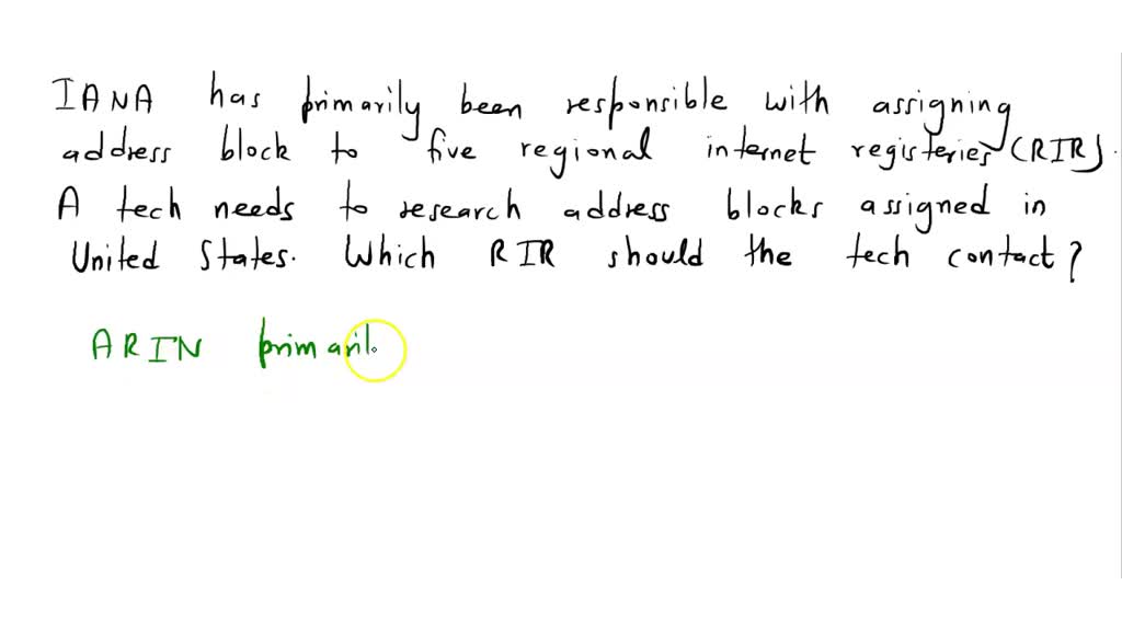 SOLVED: IANA has primarily been responsible with assigning address ...