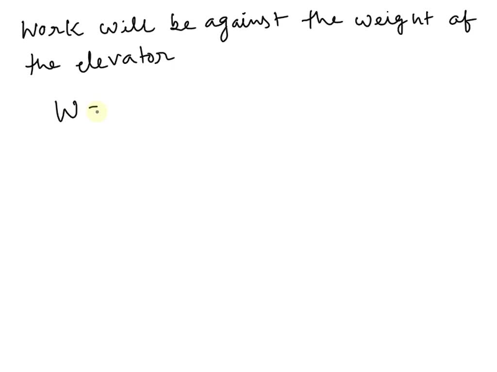 An elevator with mass = 1000 kg is moving up at a constant velocity of ...