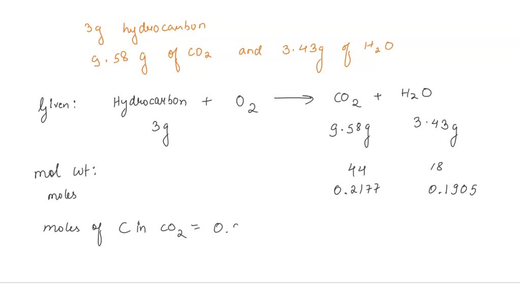 SOLVED: Complete combustion of 7.00g of a hydrocarbon produced 21.6 g ...