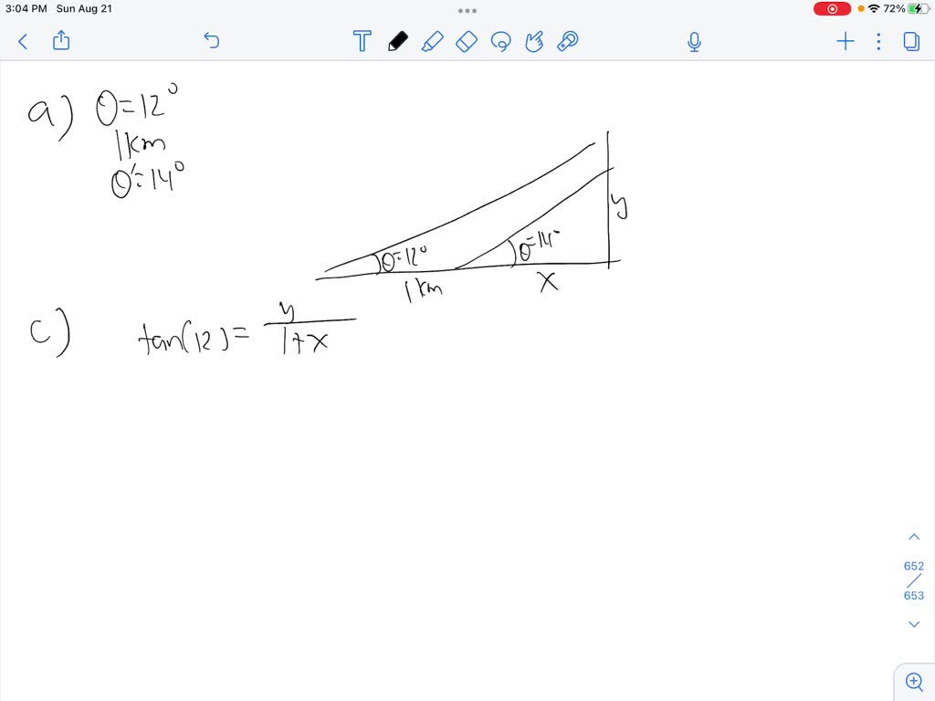 SOLVED: A woman wishing to know the height of a mountain measures the ...