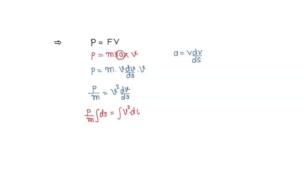SOLVED: A constant power P is applied to a particle of mass m. The ...