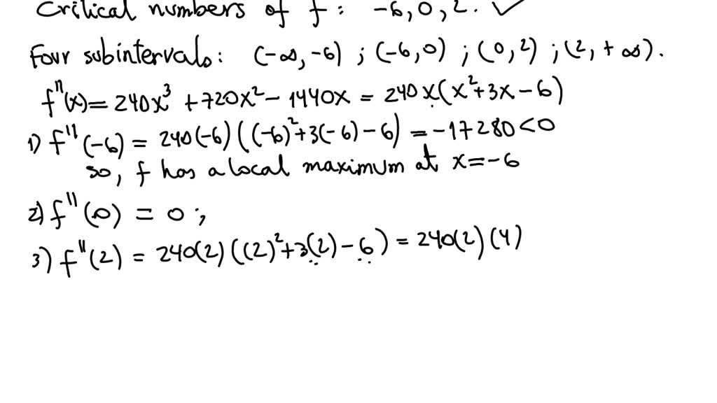 Solved Consider The Function Fx12x560x4 240x34 For This Function There Are Four 