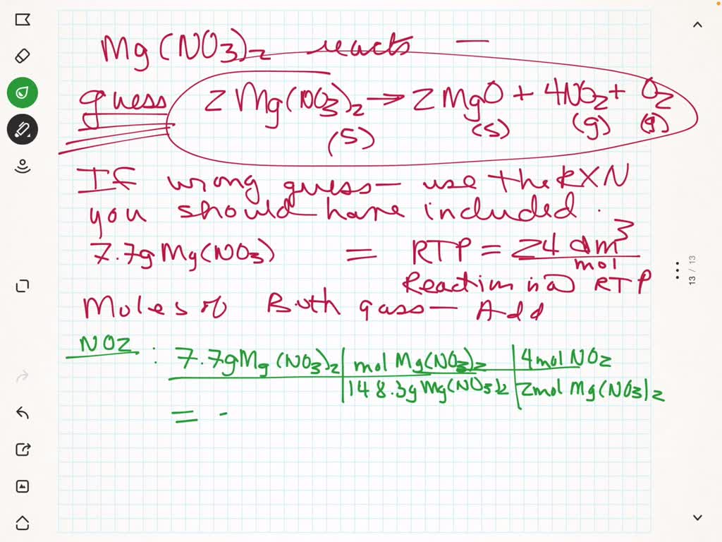 SOLVED: (ii) Calculate the total volume; in dm', of gas produced at rtp ...