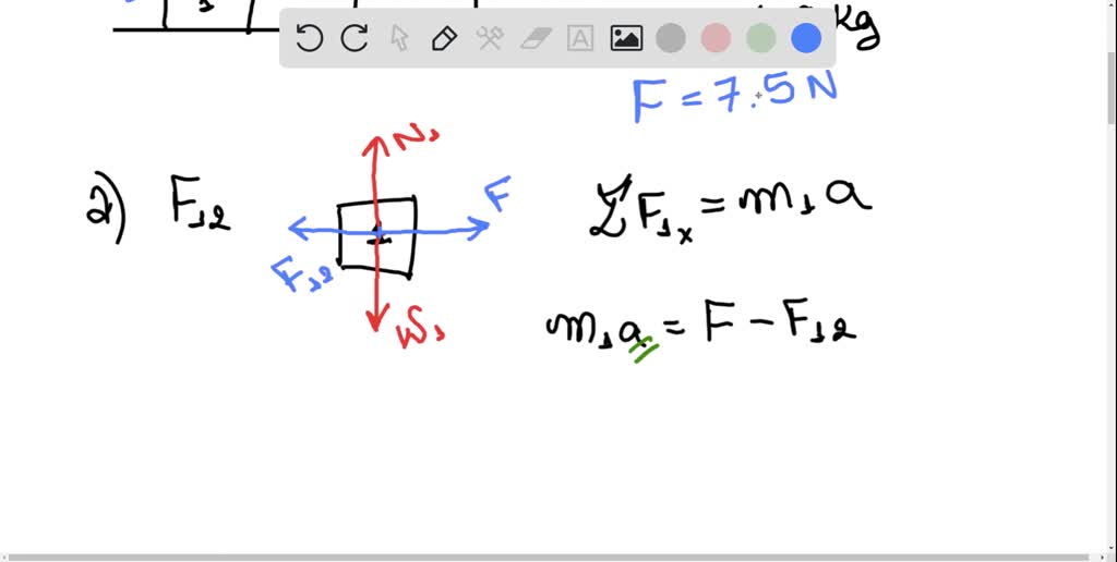 SOLVED: A force of magnitude 7.50 N pushes three boxes with masses m1 = 1.30kg, m2 = 3.20kg, and ...