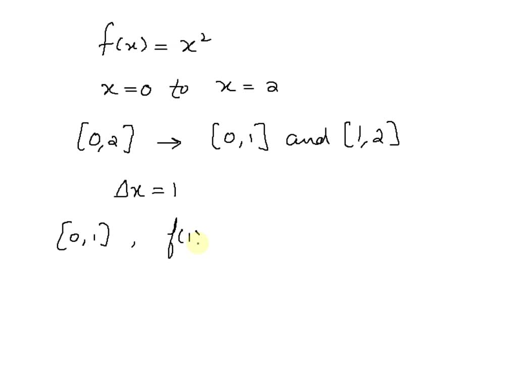 SOLVED: Using the trapezoidal rule and interval widths of size h = 0.5, estimate the area under ...