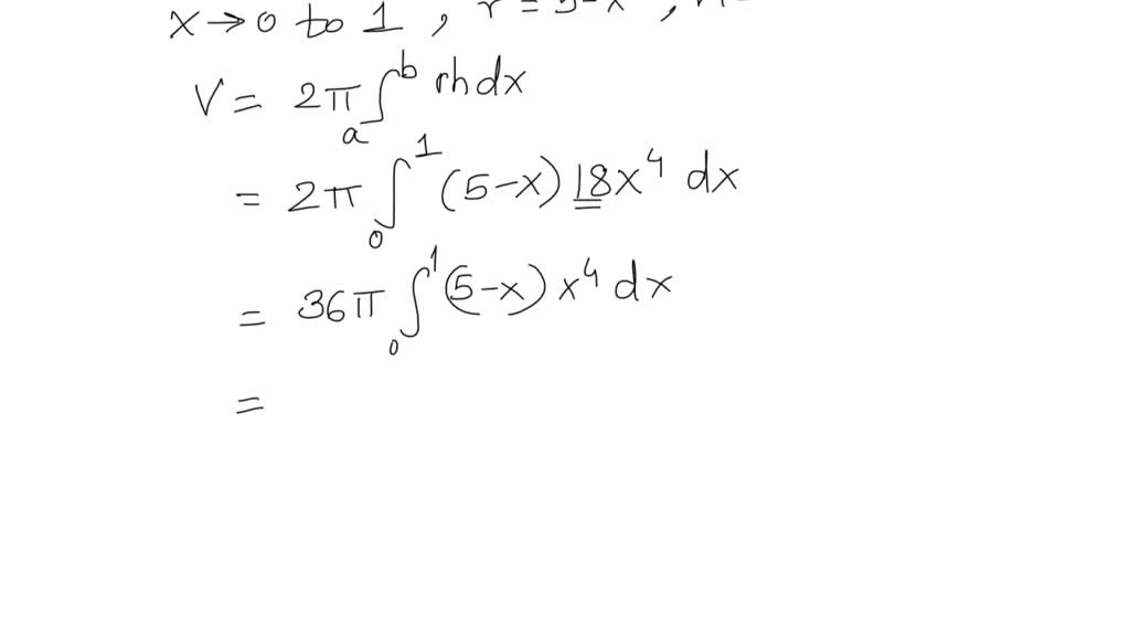 SOLVED: Use the method of cylindrical shells to find the volume V ...