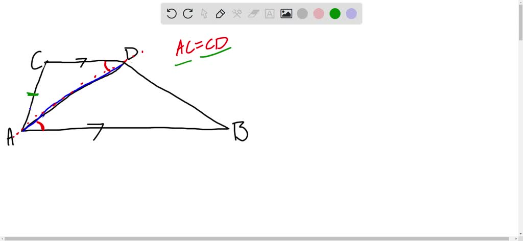 SOLVED: Given trapezoid ABCD, with AC = CD. Show that AD bisects angle CAB