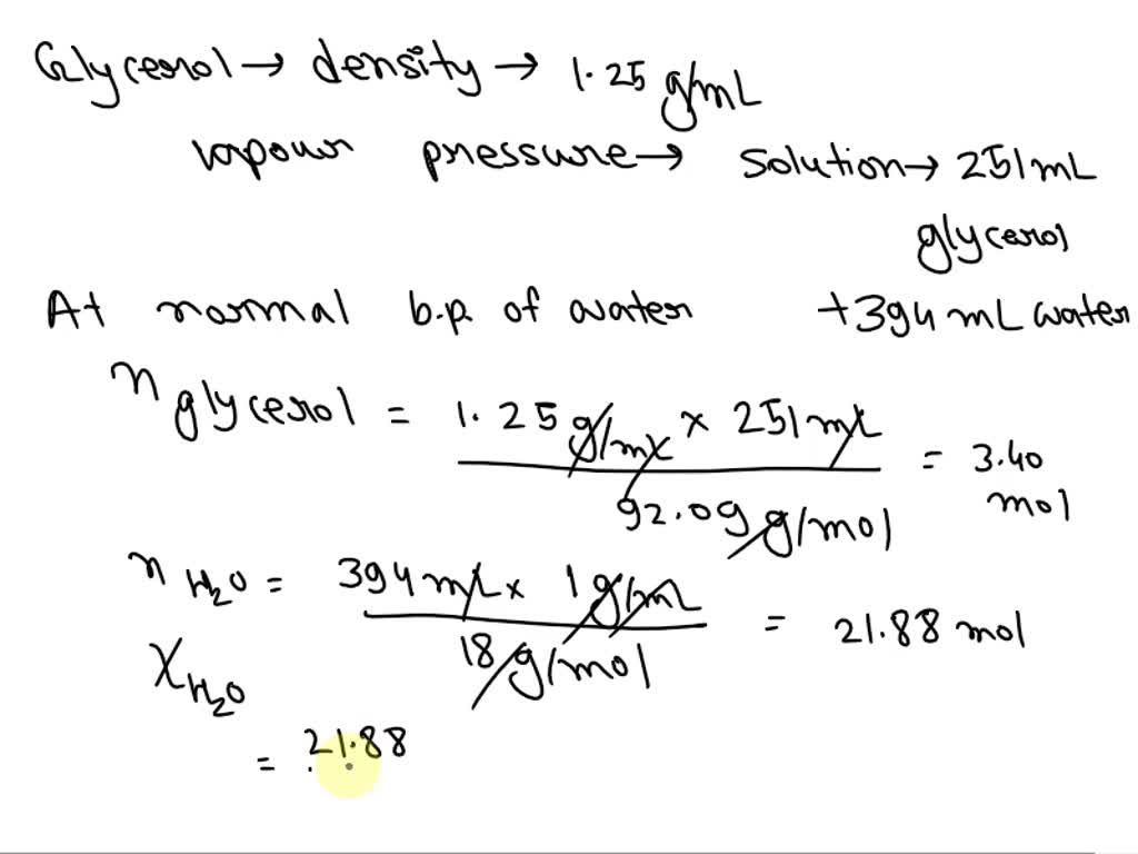 SOLVED: Glycerol HOCH2CH(OH)CH2OH is a nonvolatile, water-soluble ...