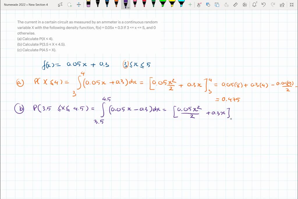 SOLVED: The current in a certain circuit as measured by an ammeter is a continuous random ...