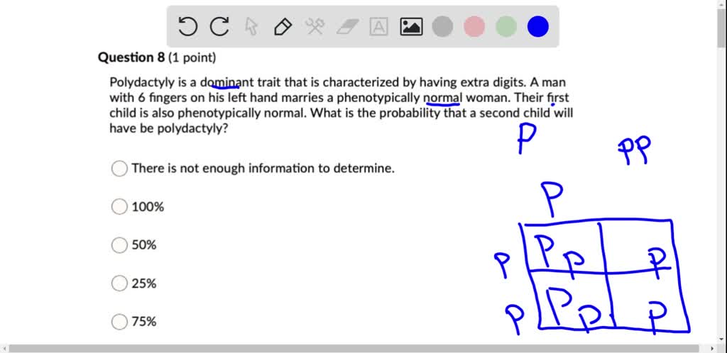 SOLVED: Question 8 (1 point) Polydactyly is a dominant trait that is characterized by having ...
