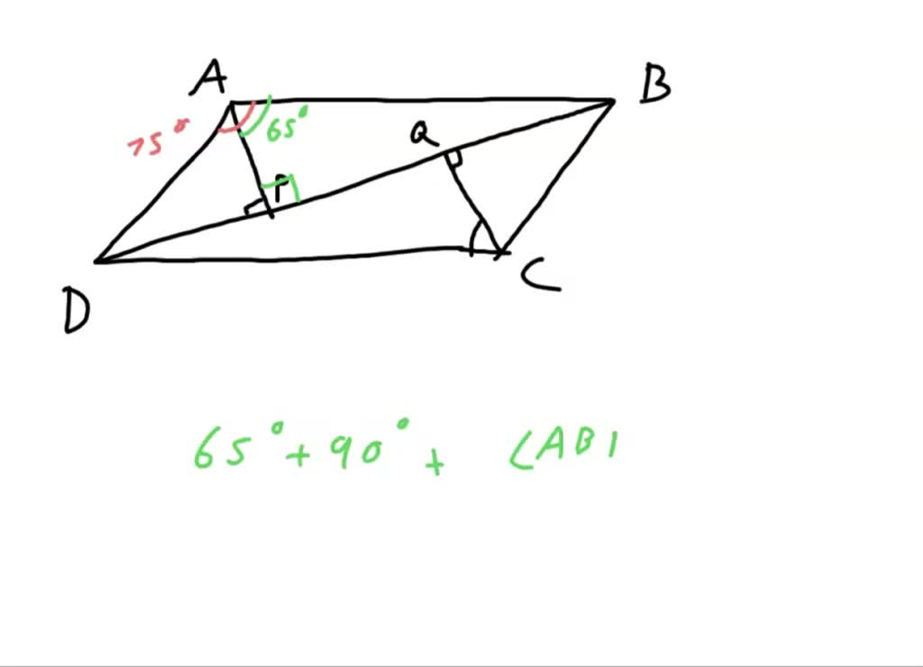 SOLVED: In a parallelogram ABCD, AP and CQ are perpendicular drawn to the diagonal BD. On ...
