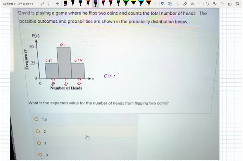 SOLVED: David is playing game where he flips two coins and counts the total number of heads: The ...