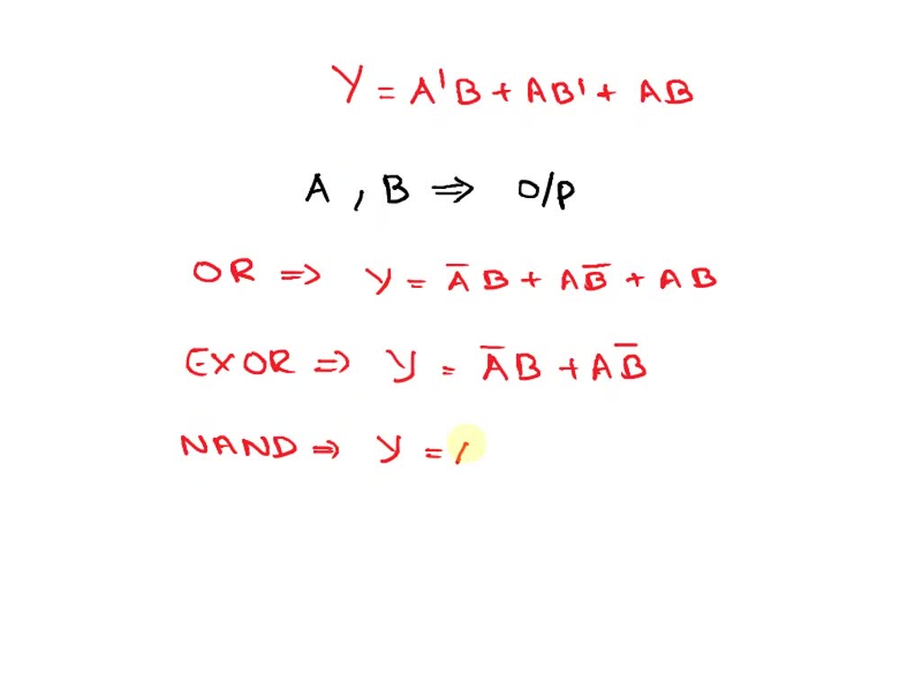 Solved For A Two Input Gate The Standard Sop Expression Is Y Ab Ab Ab A Nand B Ex Nor