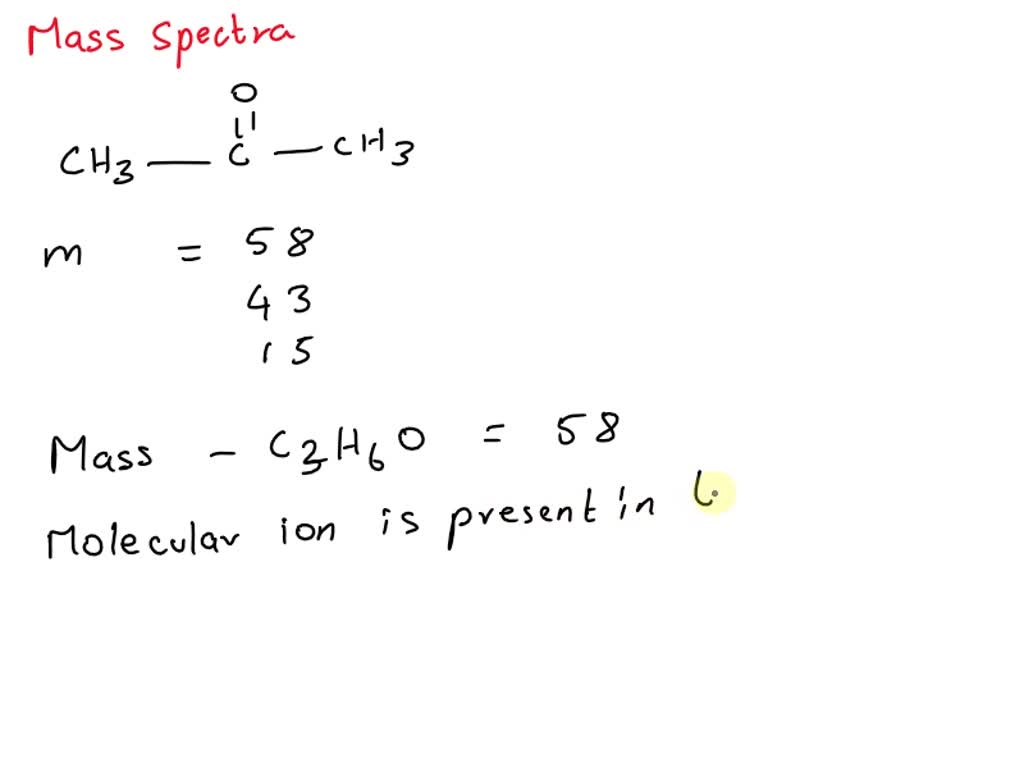 SOLVED: Texts: The mass spectrum below corresponds to acetone (CH3COCH3 ...