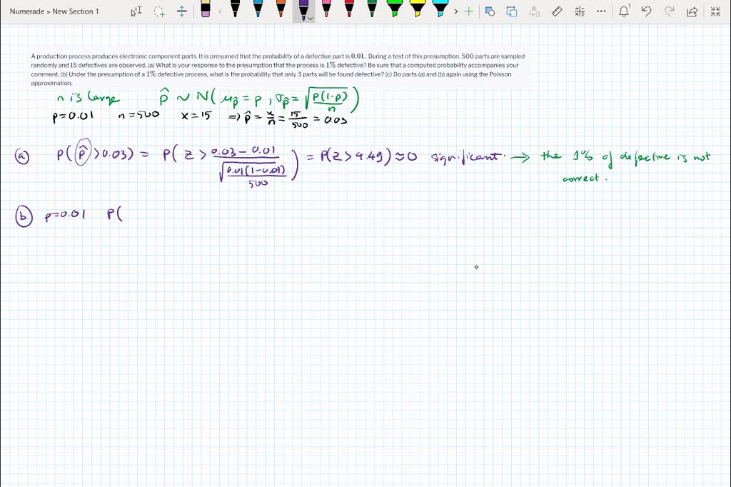 SOLVED: A production process produces electronic component parts. It is ...