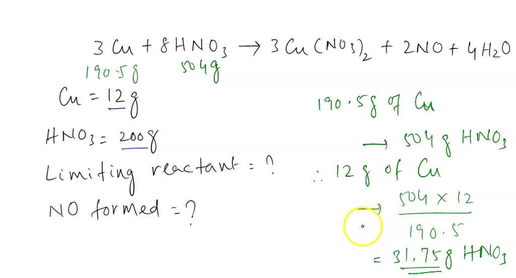 SOLVED: Consider the following reaction: 3Cu(s) 8HNOz(aq) 3Cu(NO3)z(aq ...