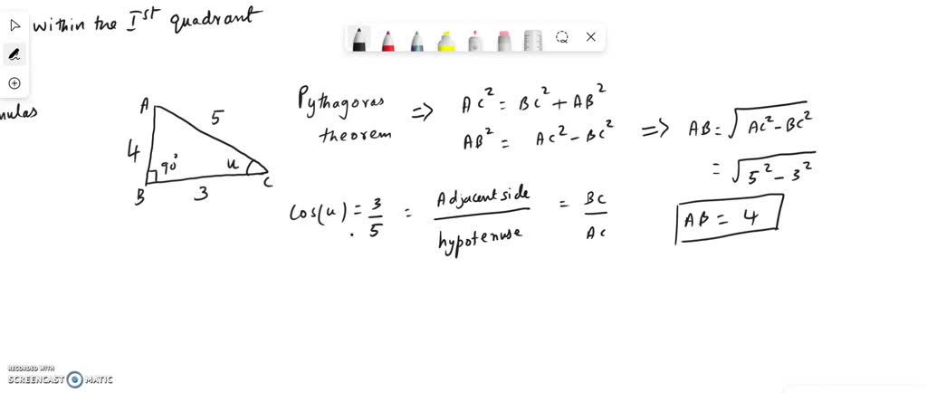SOLVED: Use the given conditions. cos(u) = 3/5, 0