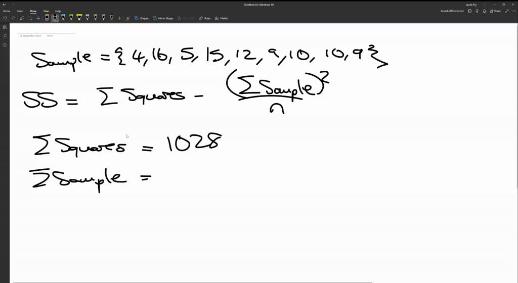SOLVED: Calculate SS, variance, and standard deviation for the ...
