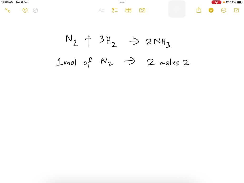 SOLVED: How many moles of NH₃ can be produced from 2.20 moles of nitrogen in the following ...