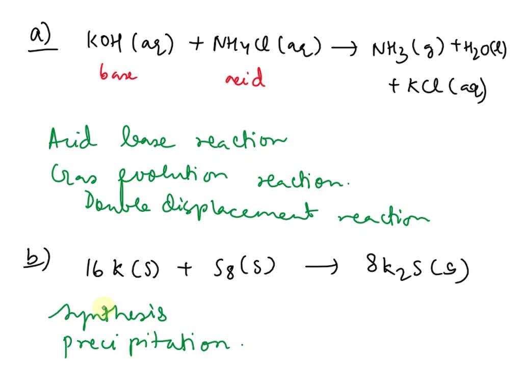 SOLVED: Classify each of these reactions in as many ways as possible ... SOLVED: Classify each of these reactions in as many ways as possible ...