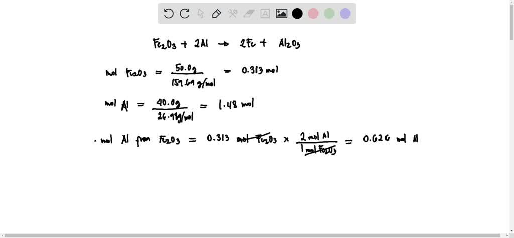 SOLVED: Fe2O3 + 2Al = 2Fe + Al2O3 What mass of iron can be produced if ...
